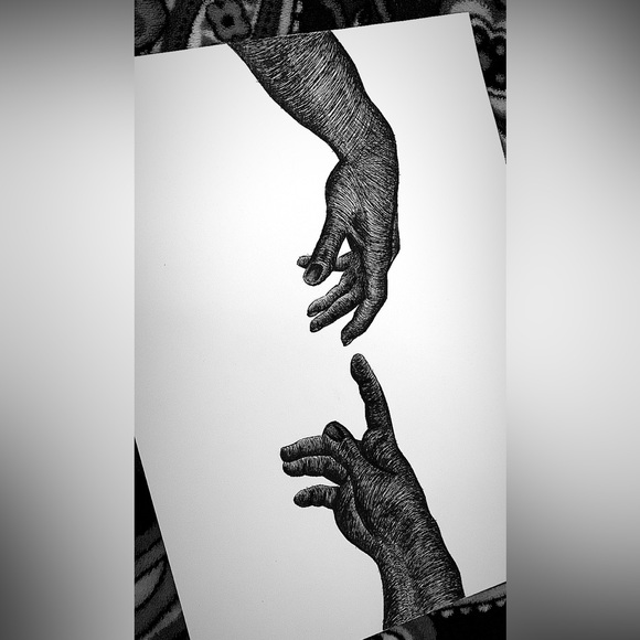 Art | Oneofakind Original Artwork Creation Of Adam Ink Remake | Poshmark